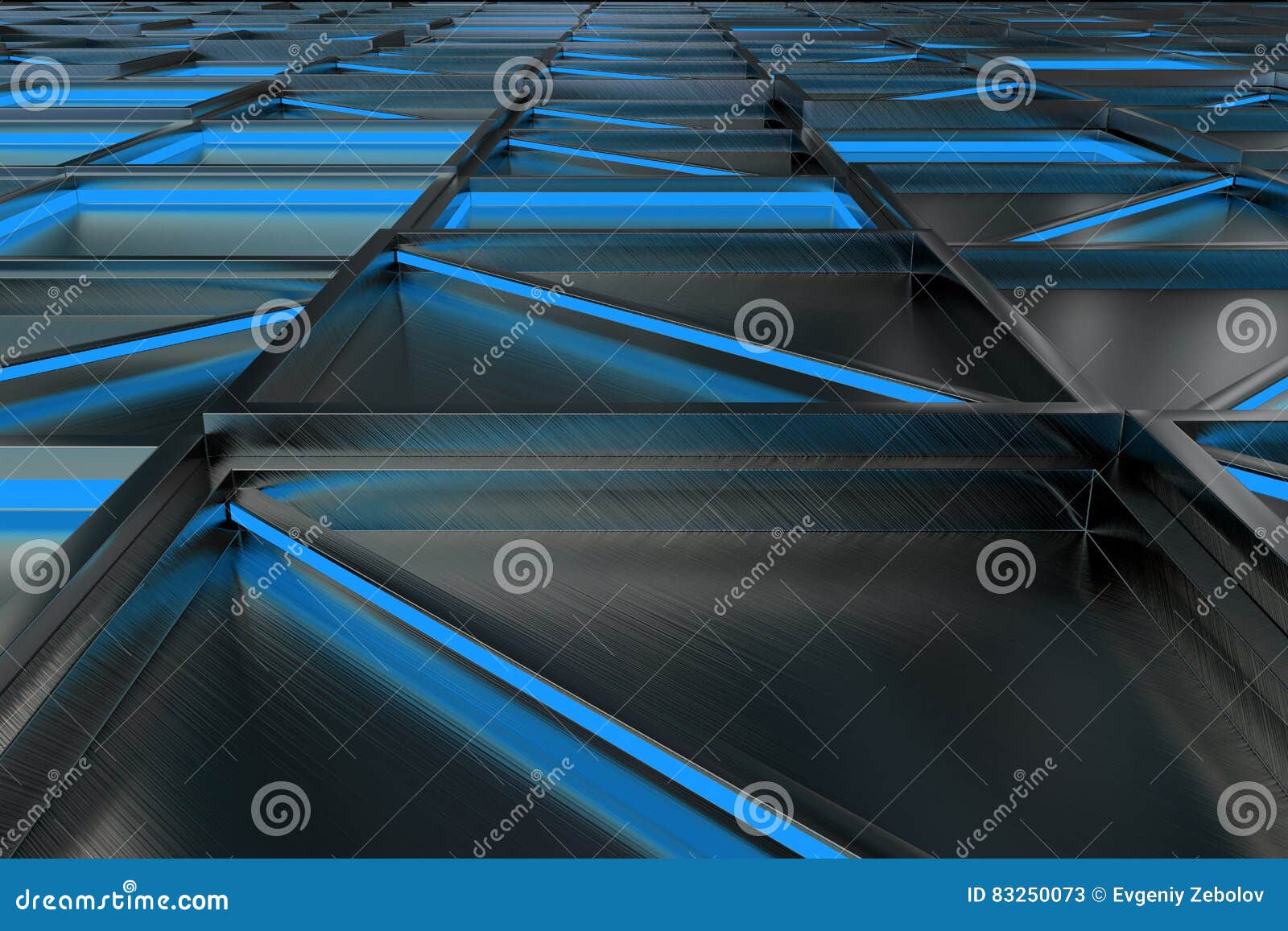 Wall of Brushed Metal Tiles with Diagonal Glowing Elements Stock ...