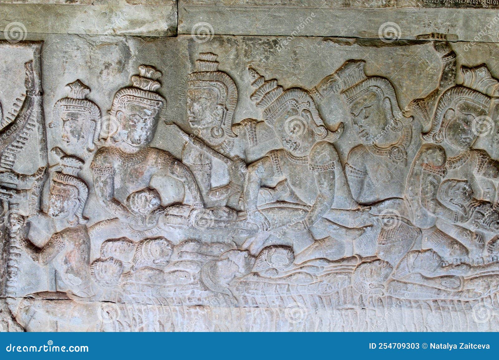 Wall Builder, Sculptures in a Temple Complex Angkor Wat in Siem Reap ...