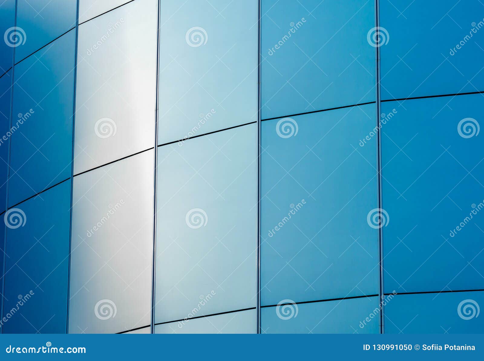 Wall of the Building with Blue Panels Stock Photo - Image of pattern ...