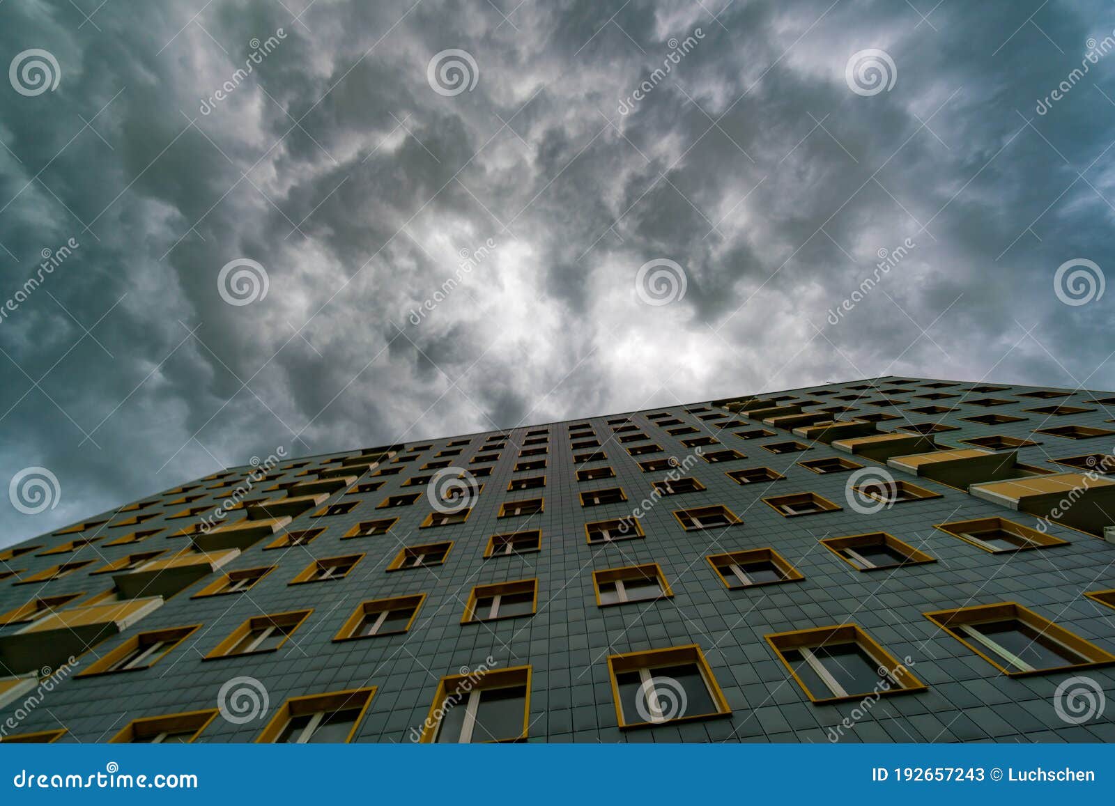 Wall Building Facade and Dramatic Stormy Sky Stock Image - Image of ...