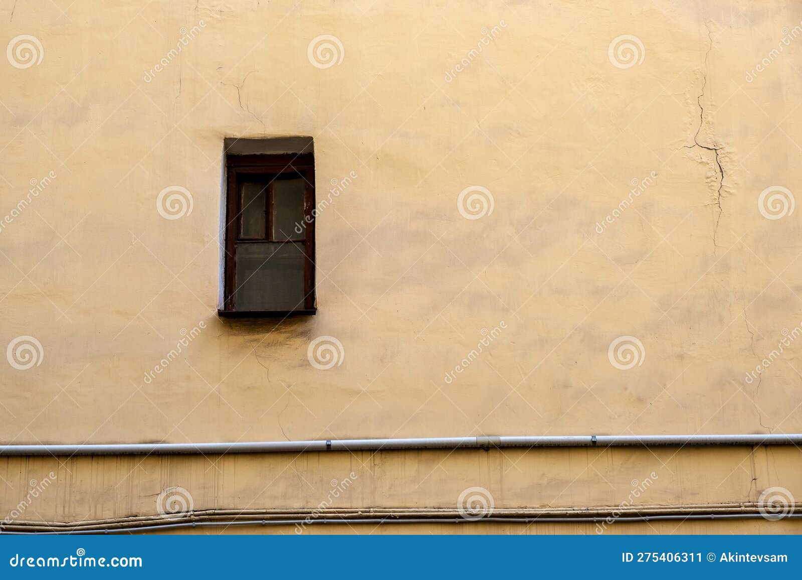 Wall of a Building with a Small Rectangular Window Stock Image - Image ...