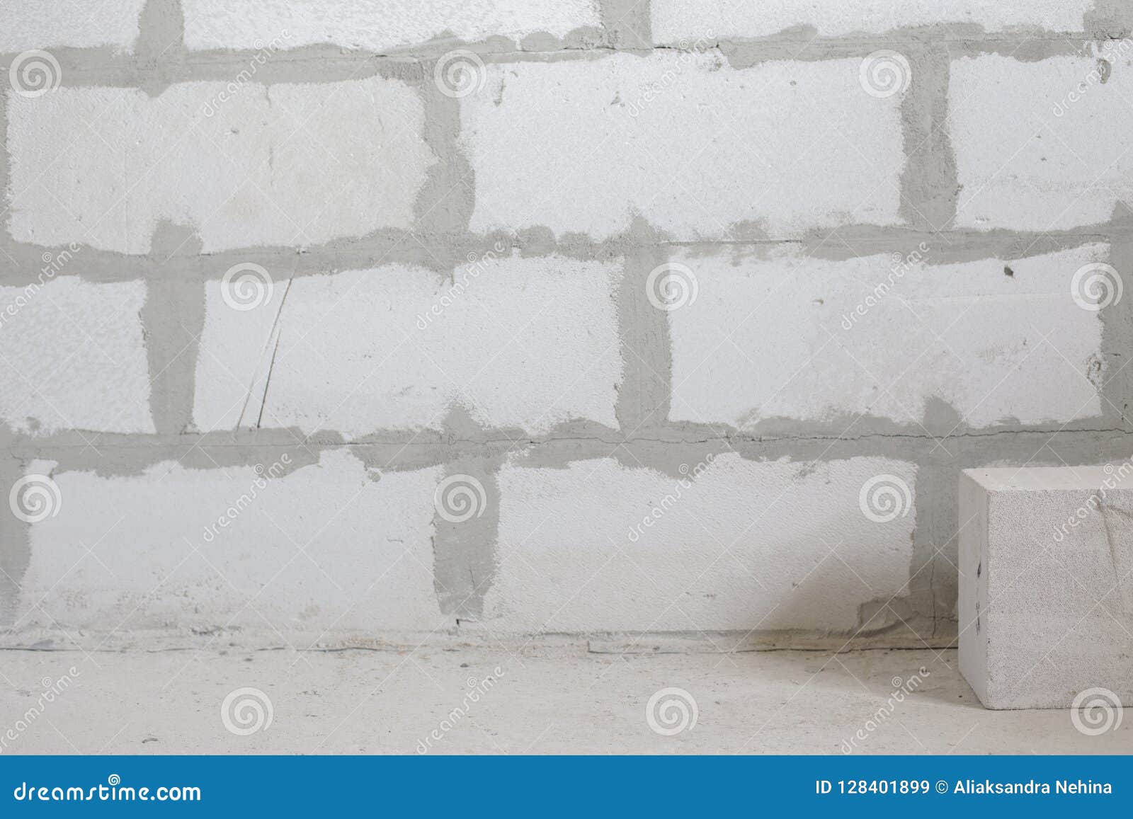 The Wall is Built of Large White Blocks. Construction Stock Image ...