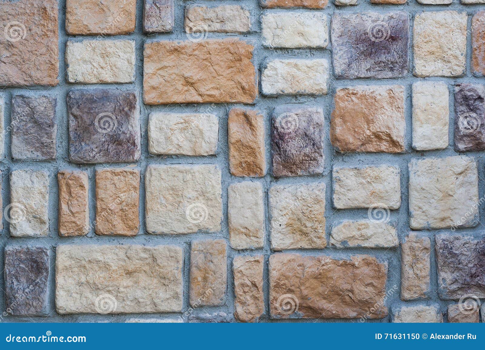 Wall Built of Rectangular Stones of Different Colors and Textures Stock ...