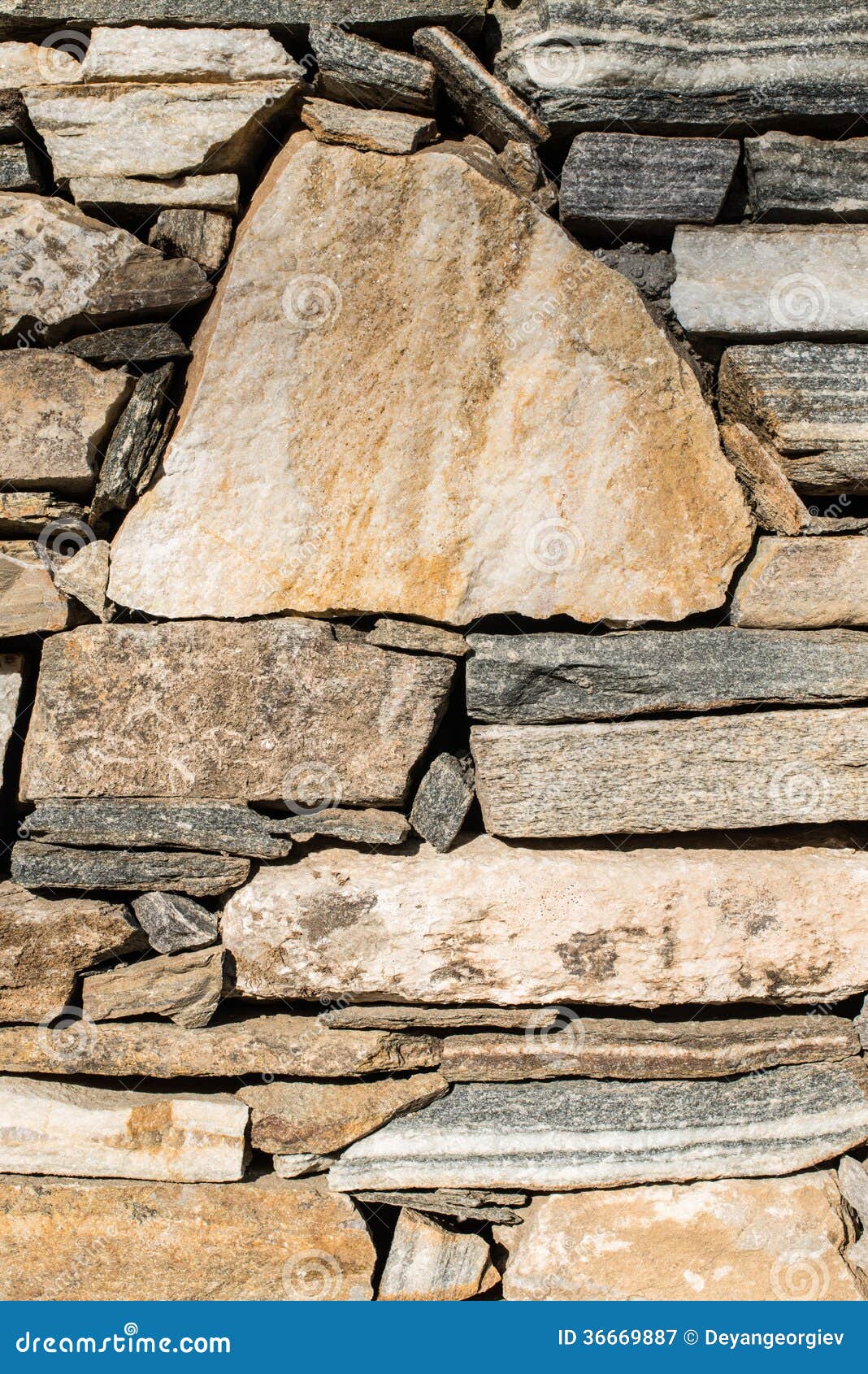 Wall Built of Stones. Sun Light Stock Image - Image of pattern ...