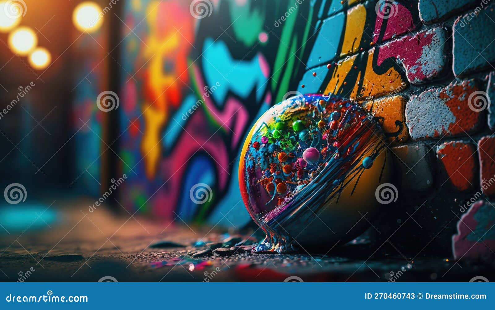 A Wall with a Bunch of Graffiti on it and a Light. Generative Ai Stock ...