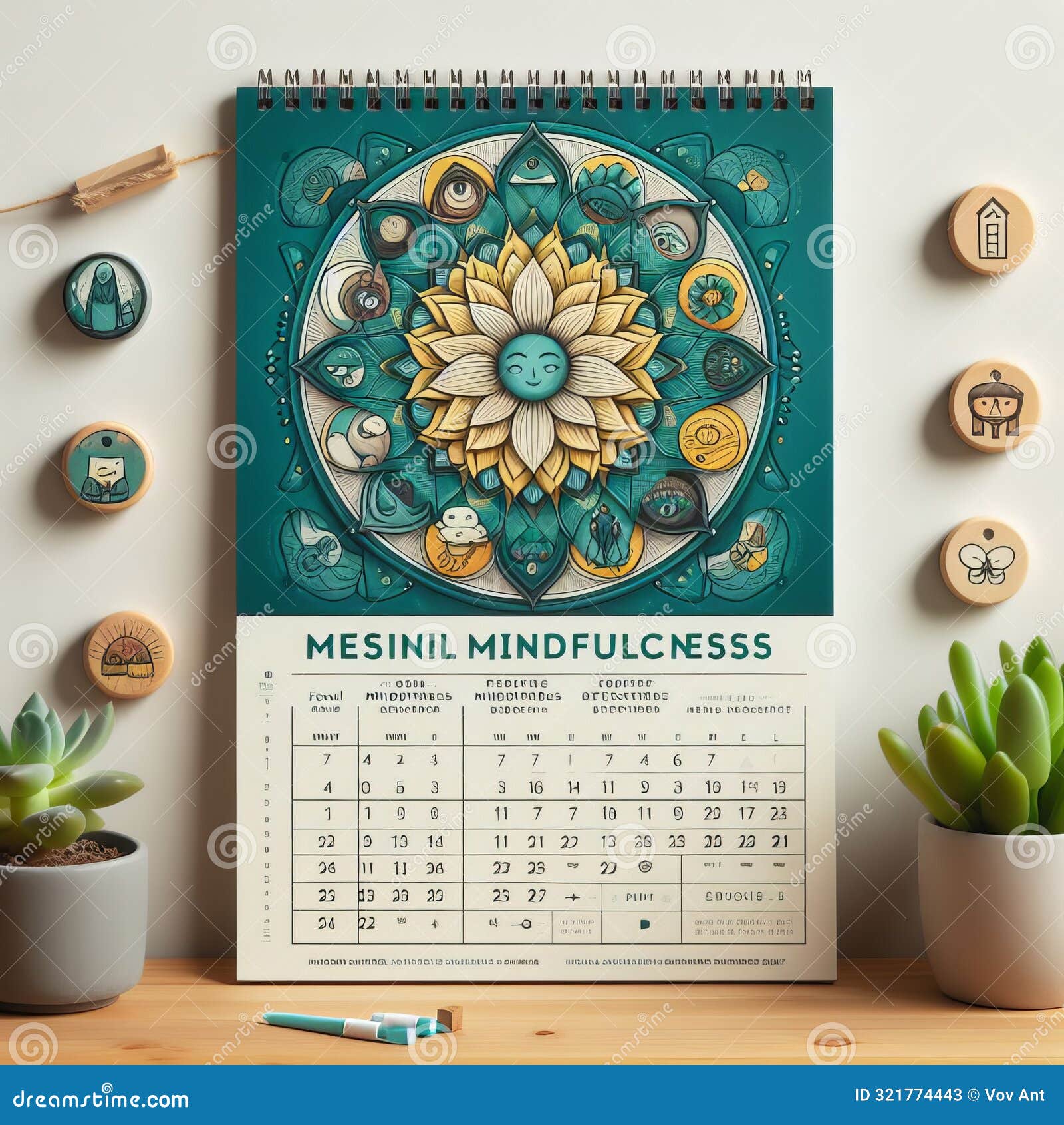 A Wall Calendar with a Built in Mini Mindfulness Exercises Fo Stock ...
