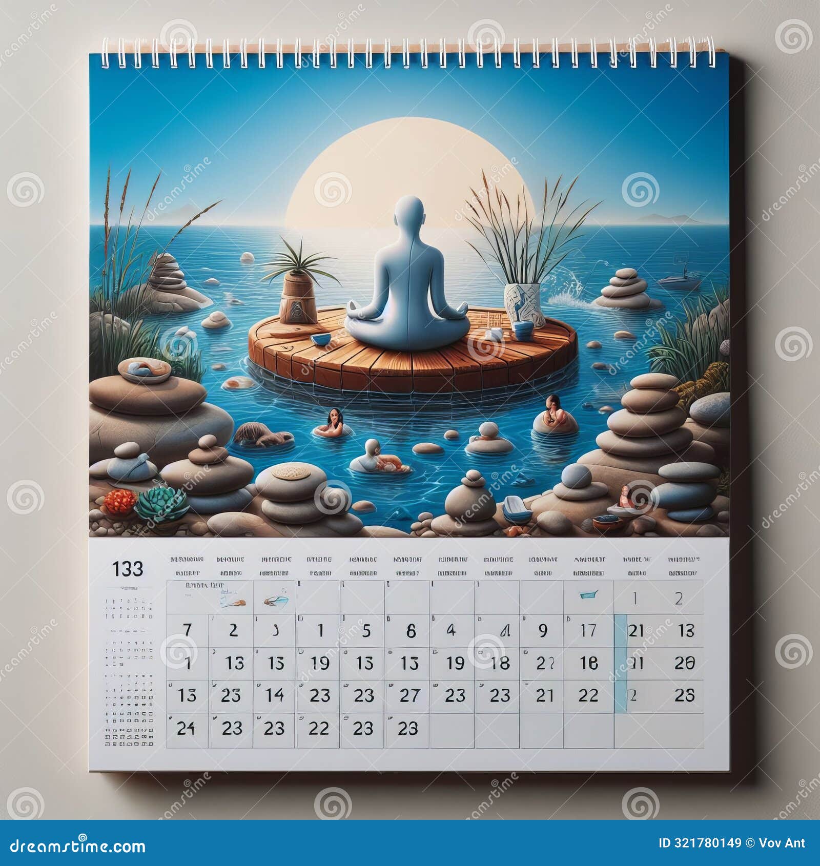 A Wall Calendar with a Built in Mini Relaxation Techniques Fo Stock ...
