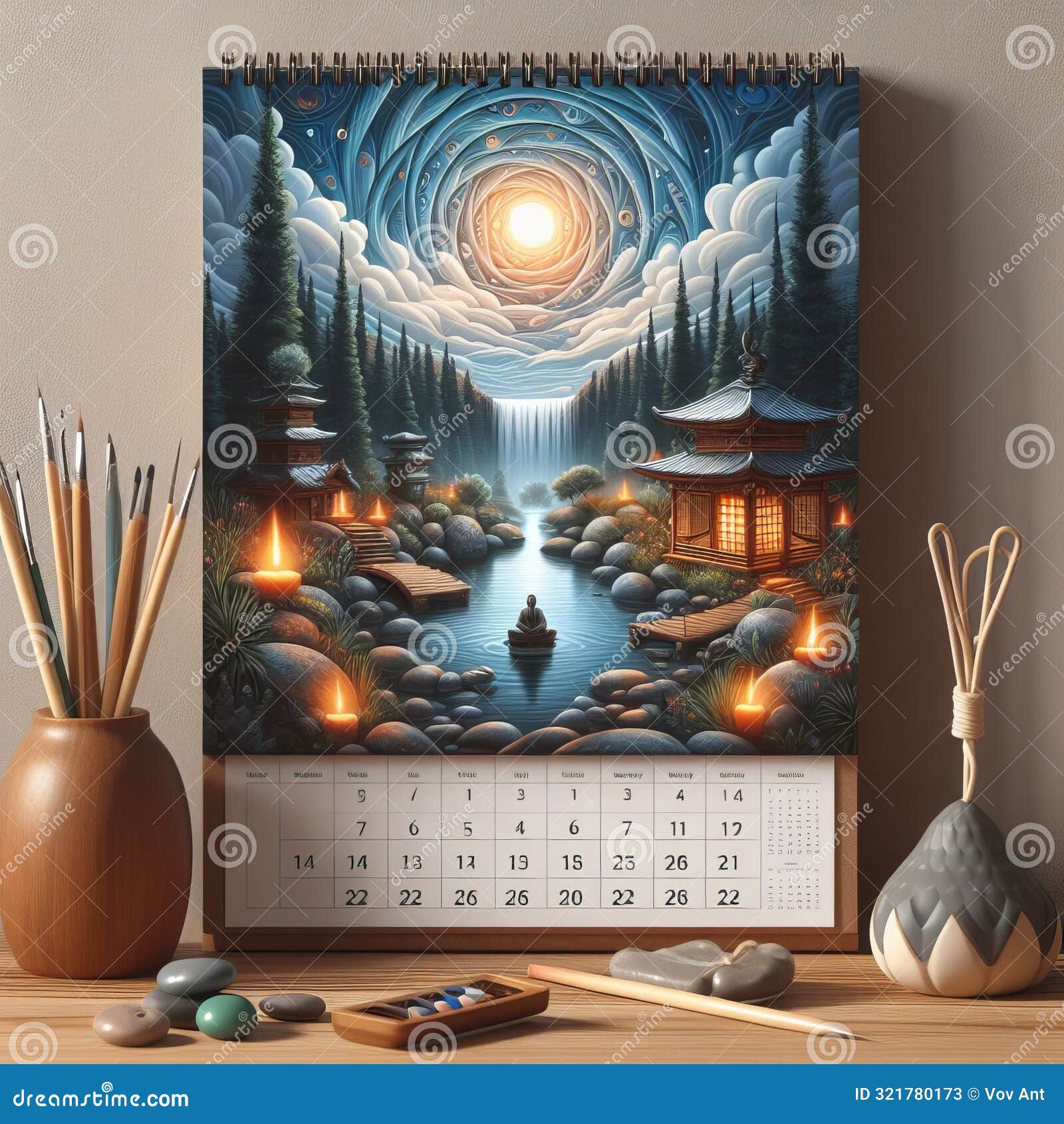 A Wall Calendar with a Built in Mini Relaxation Techniques Fo Stock ...