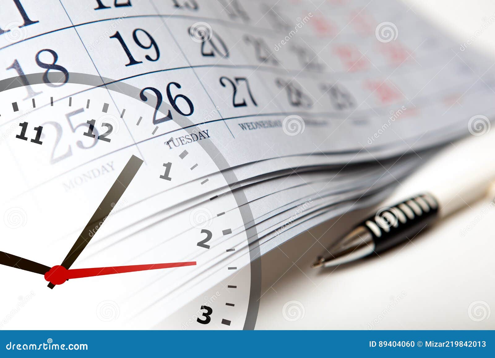 Wall Calendar with the Number of Days and Clock Stock Illustration ...