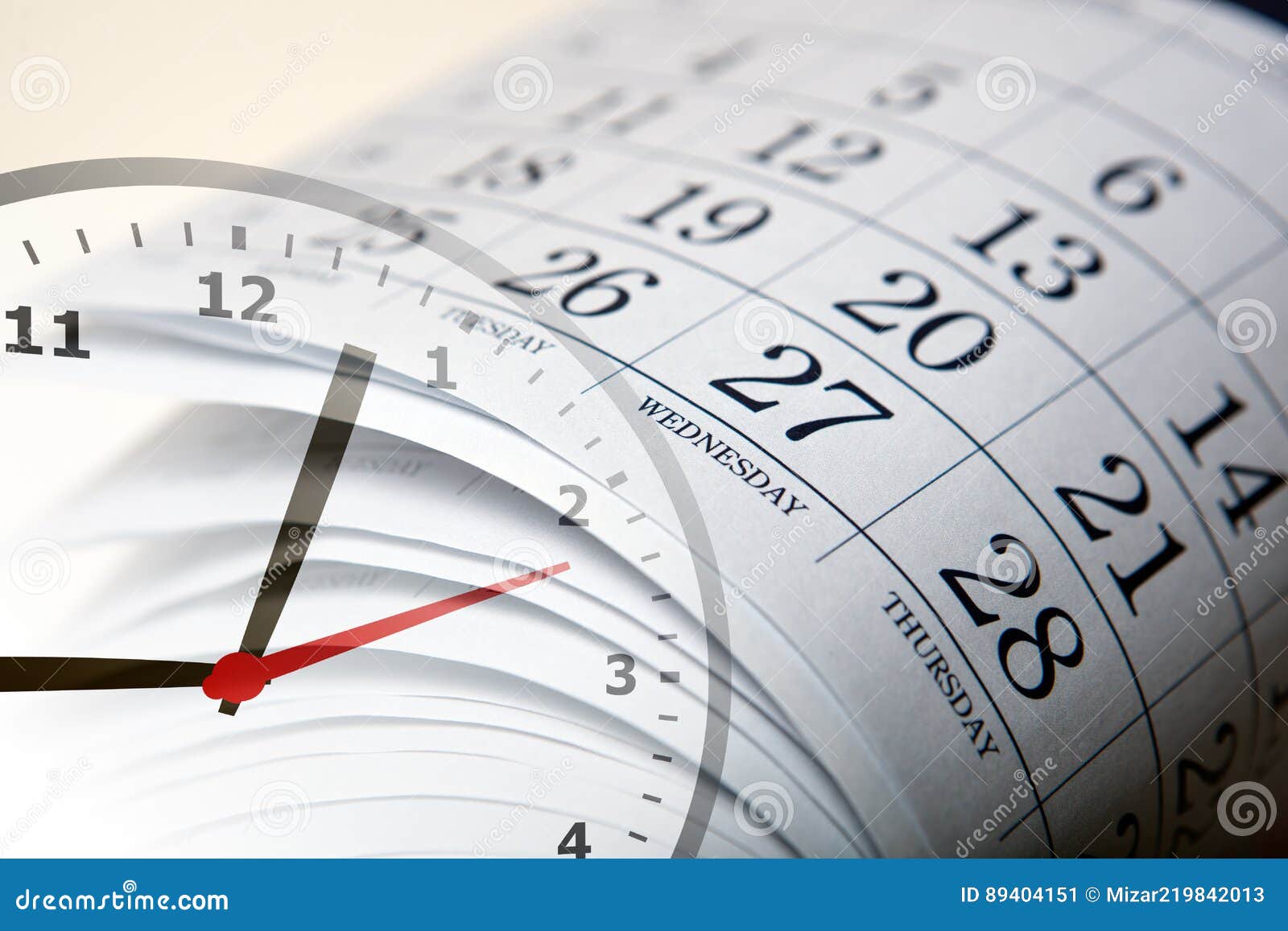 Wall Calendar with the Number of Days and Clock Stock Illustration ...