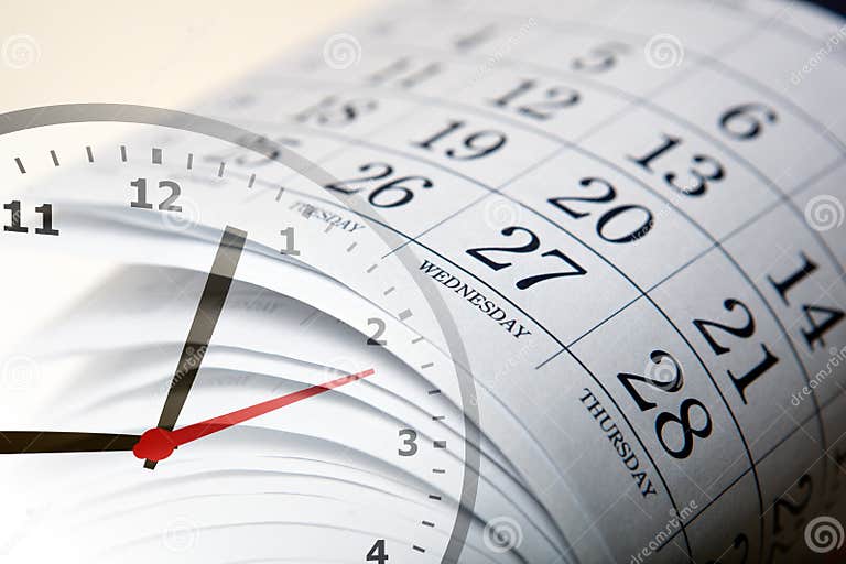 Wall Calendar with the Number of Days and Clock Stock Illustration ...
