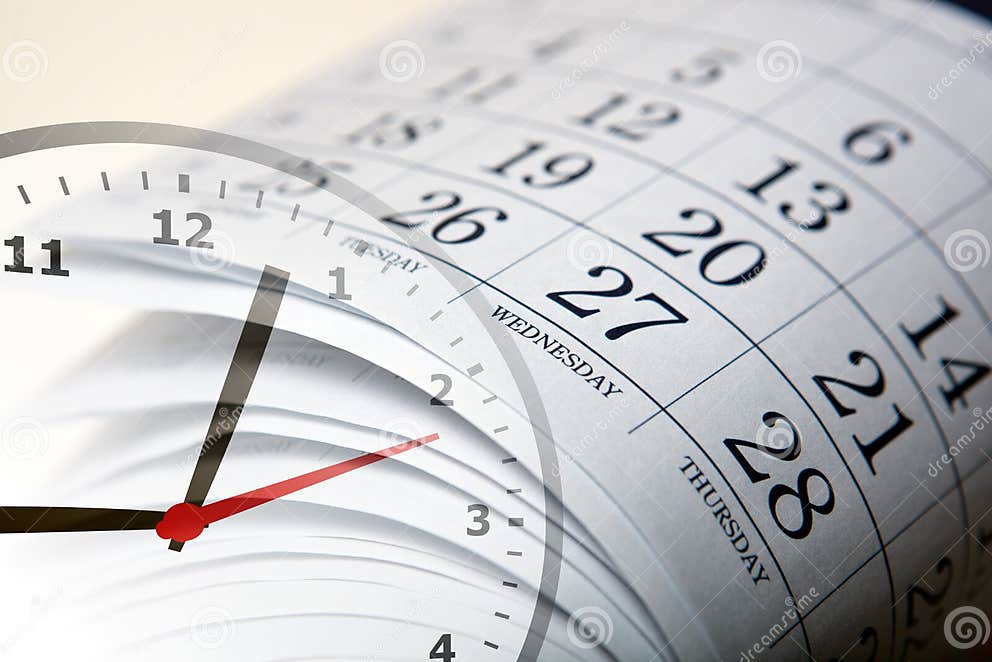 Wall Calendar with the Number of Days and Clock Stock Illustration ...