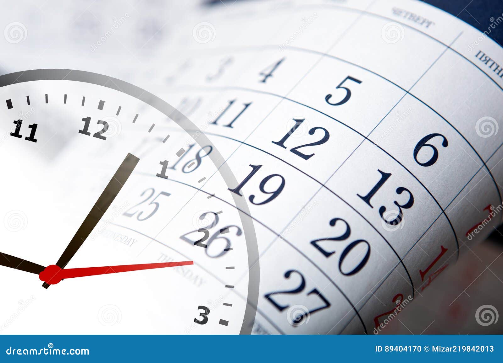 Wall Calendar with the Number of Days and Clock Stock Illustration ...