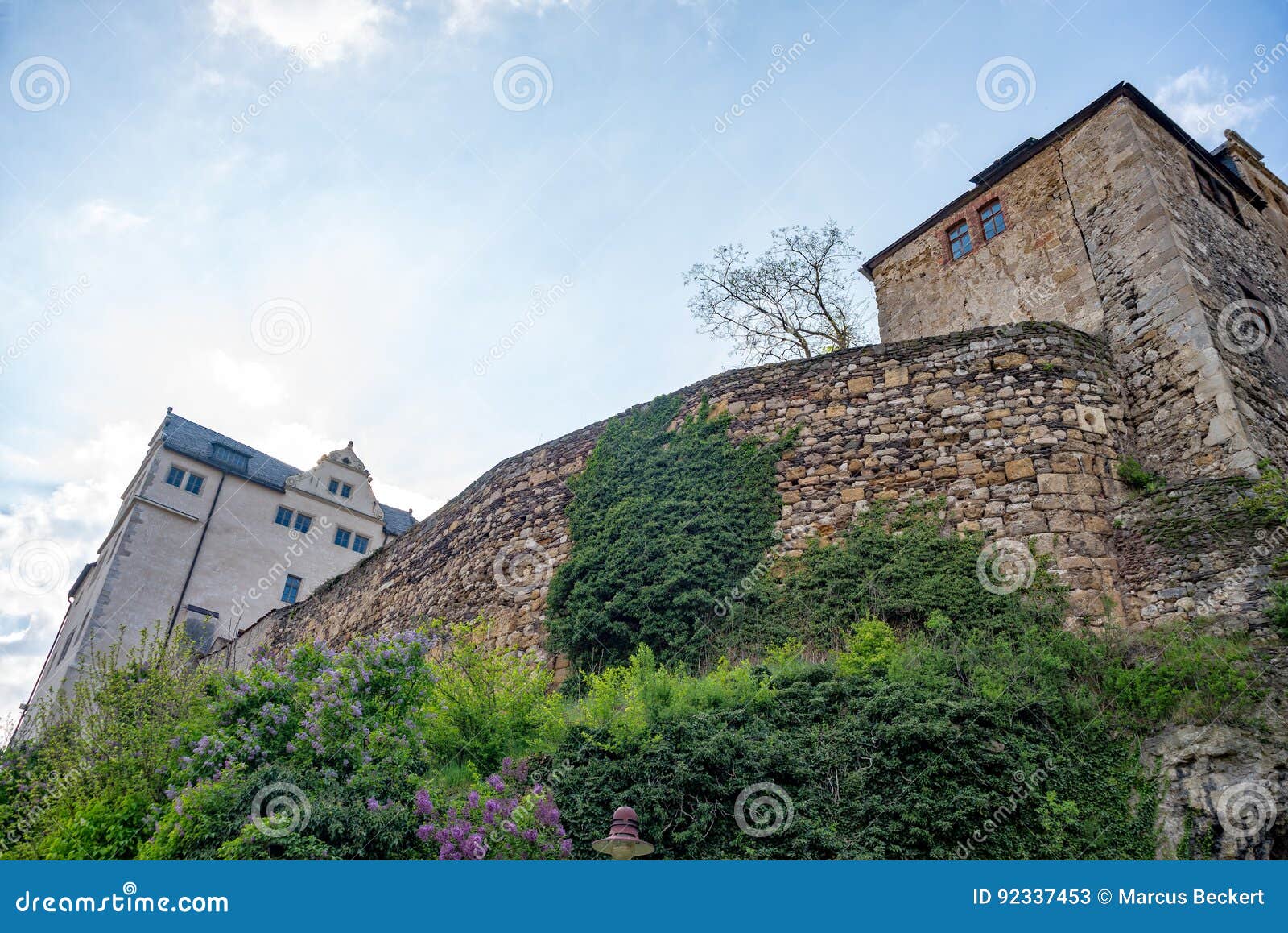 Wall of the Castle of Ranis with Buildings Stock Image - Image of cloud ...