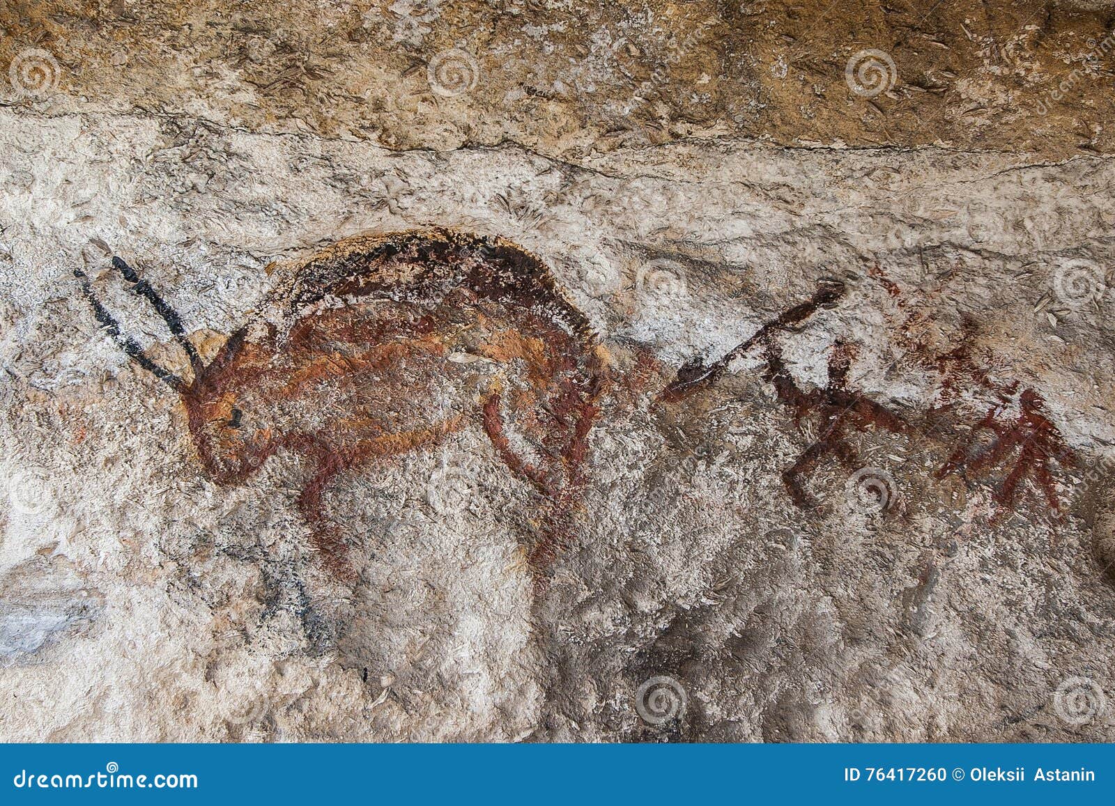 Wall Cave with Drawings of the Primitive Person Stock Photo - Image of ...
