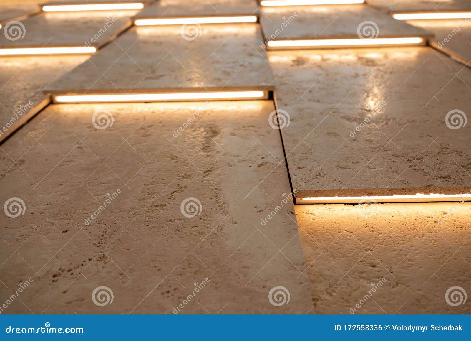 Wall or Ceiling Viewed in Backlight. Tilt View of Lath Panels ...