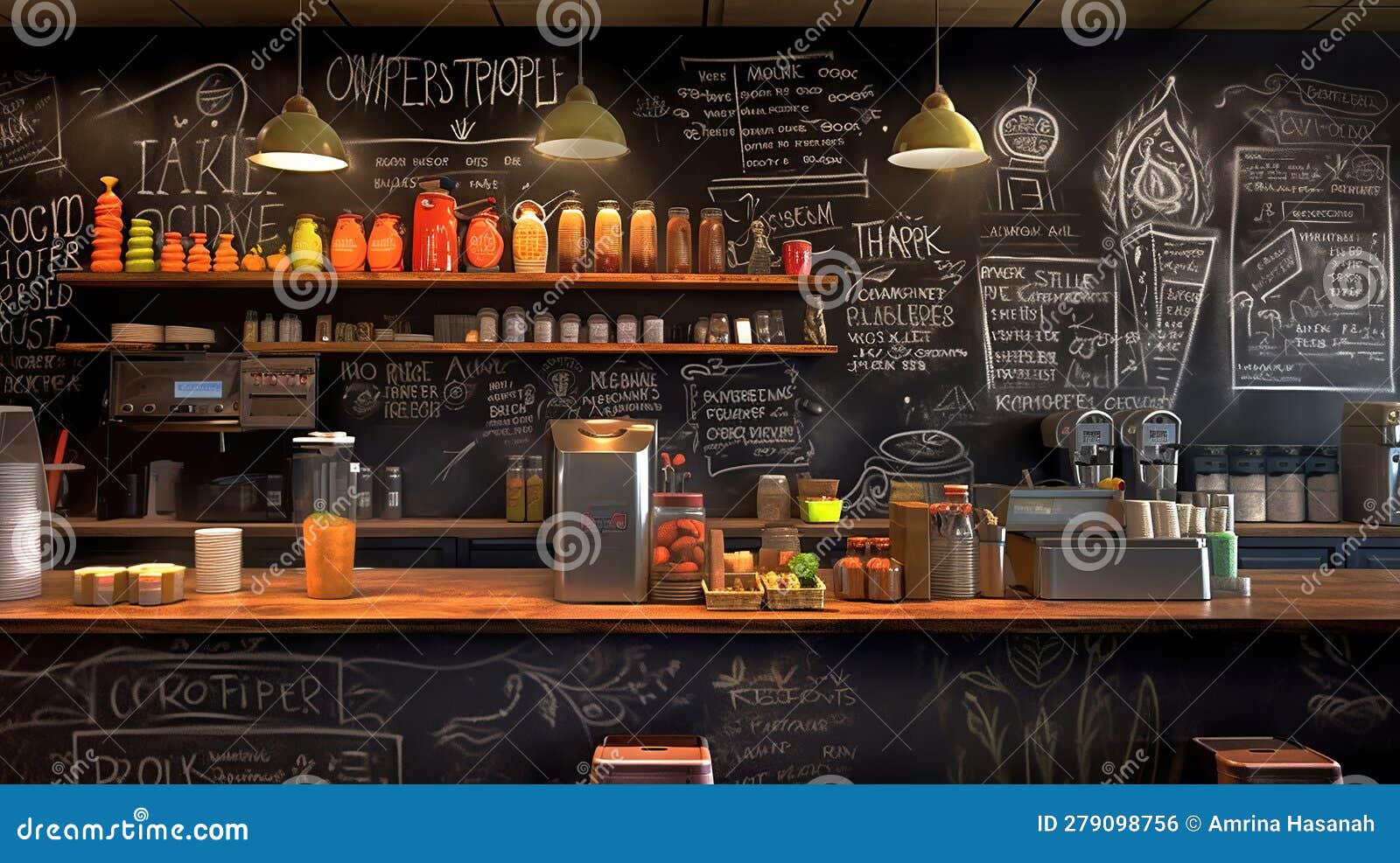 Wall Chalkboard Mural Inside a Cafe with a Variety of Drinks ...