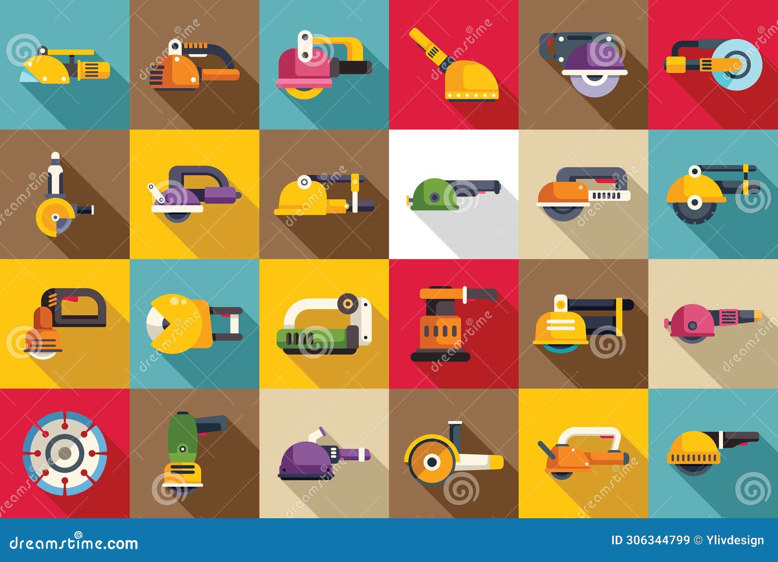 Wall Chaser Icons Set Flat Vector. Construction Building Stock ...