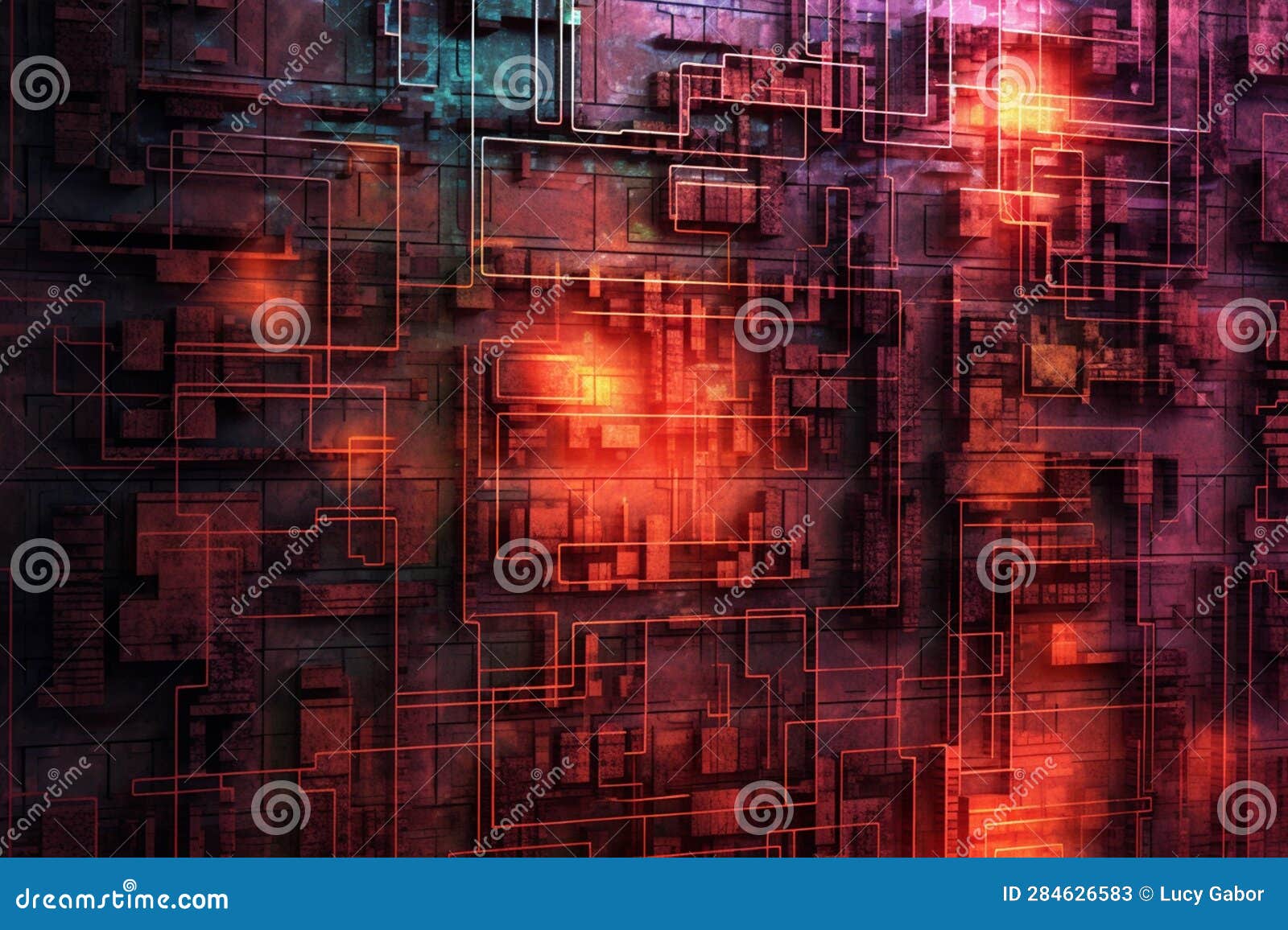 Colorful Wall Circuit Texture Image. 3D Effect Stock Illustration ...
