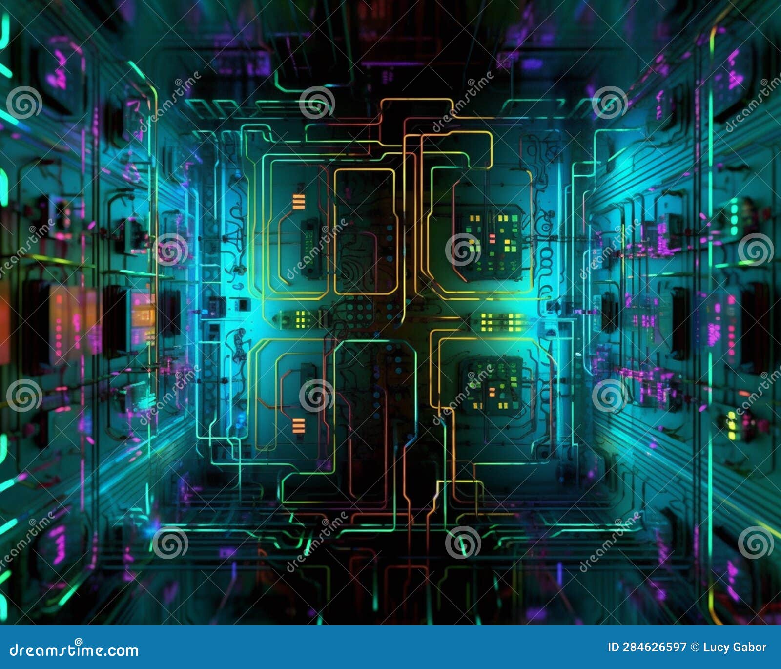 Colorful Wall Circuit Texture Image. 3D Effect Stock Illustration ...