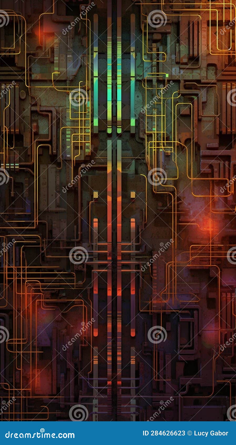 Colorful Wall Circuit Texture Image. 3D Effect Stock Illustration ...