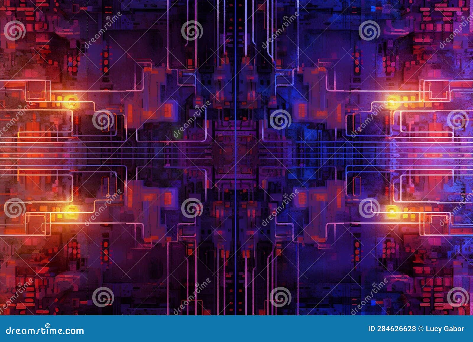 Colorful Wall Circuit Texture Image. 3D Effect Stock Illustration ...