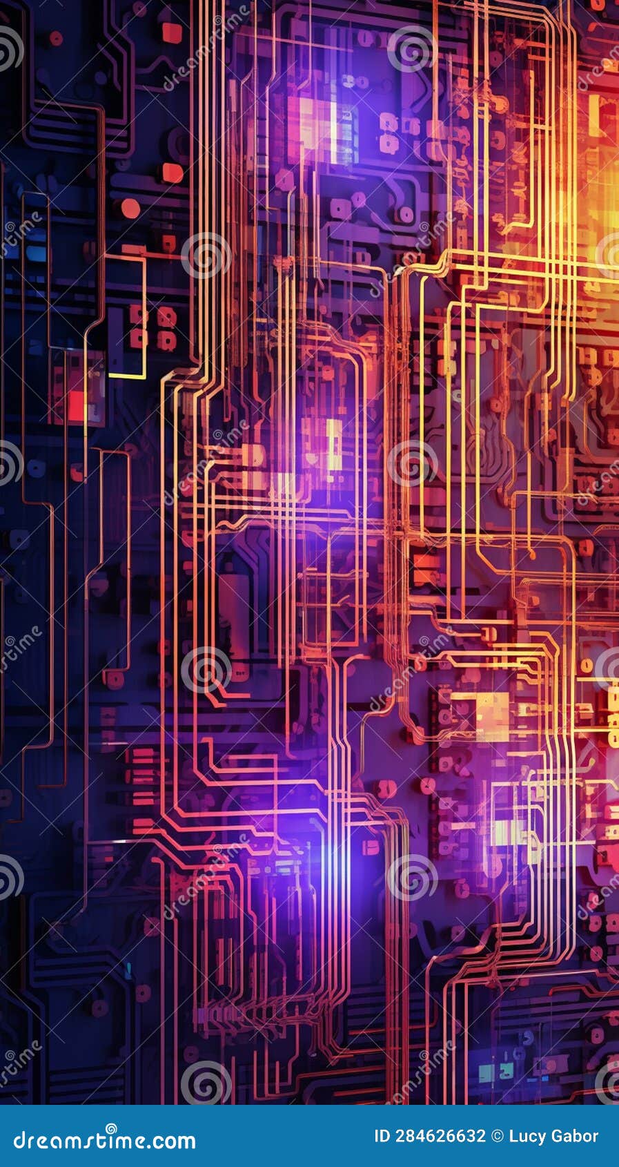 Colorful Wall Circuit Texture Image. 3D Effect Stock Illustration ...