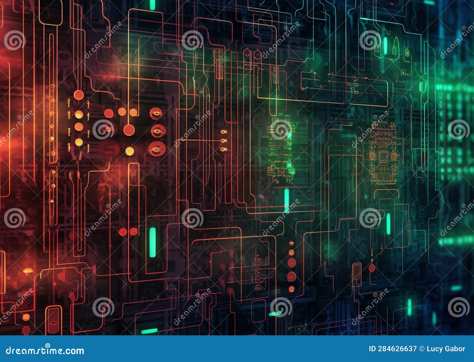 Colorful Wall Circuit Texture Image. 3D Effect Stock Illustration ...