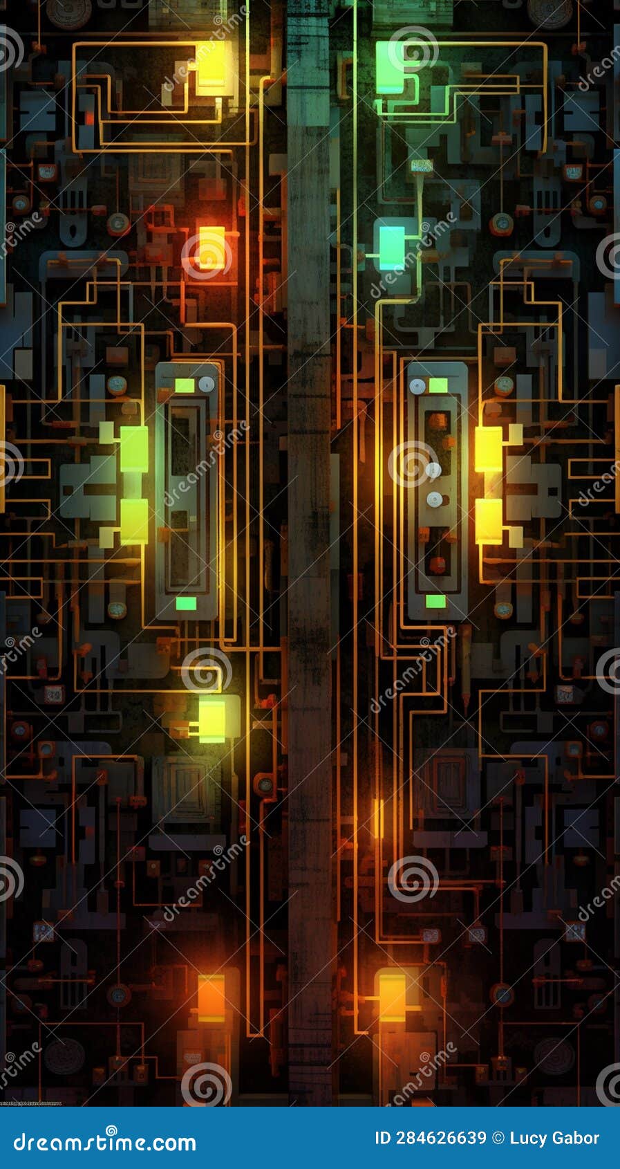 Colorful Wall Circuit Texture Image. 3D Effect Stock Illustration ...