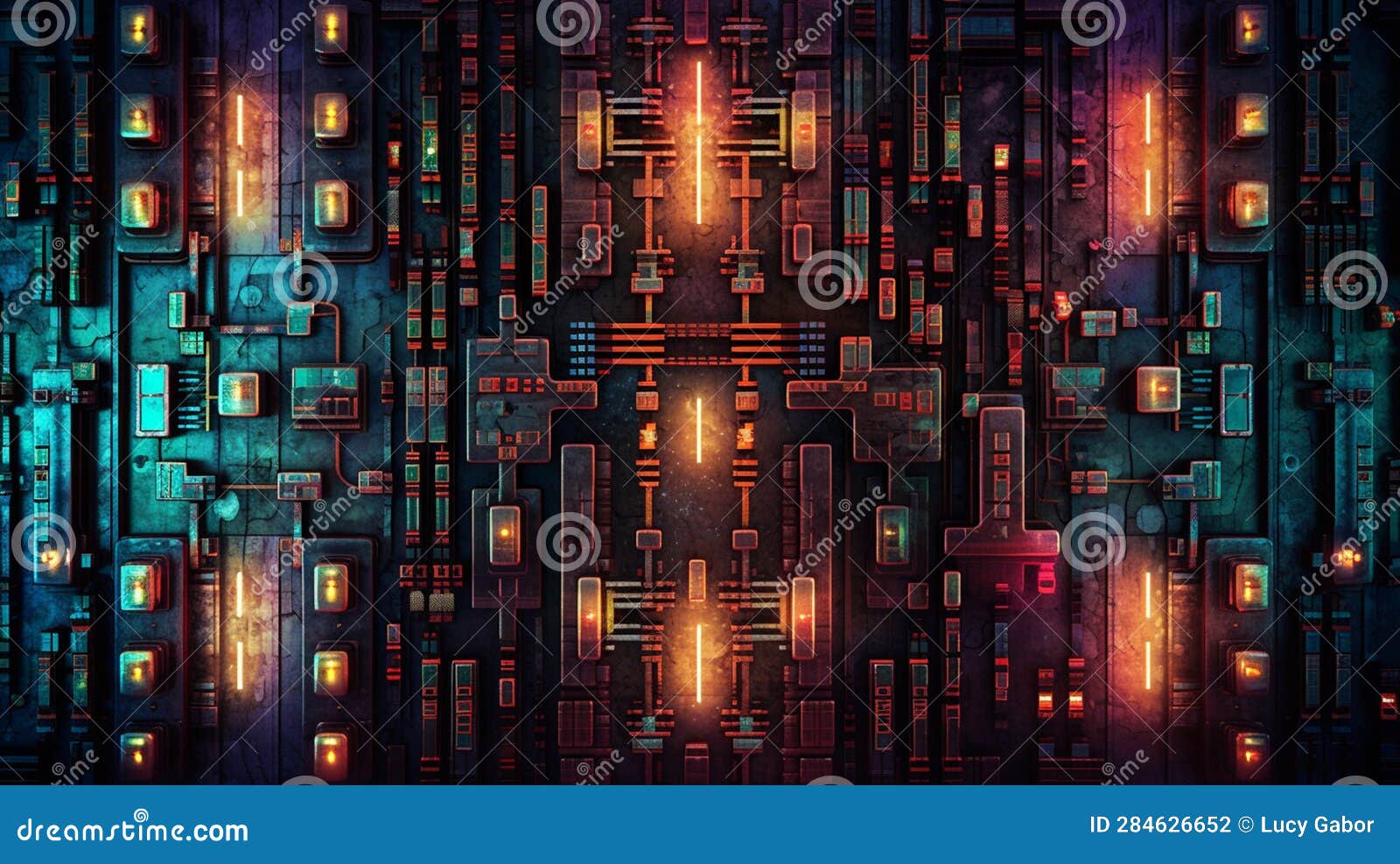 Colorful Wall Circuit Texture Image. 3D Effect Stock Illustration ...