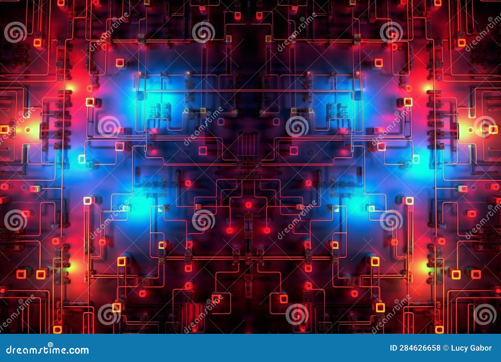 Colorful Wall Circuit Texture Image. 3D Effect Stock Illustration ...