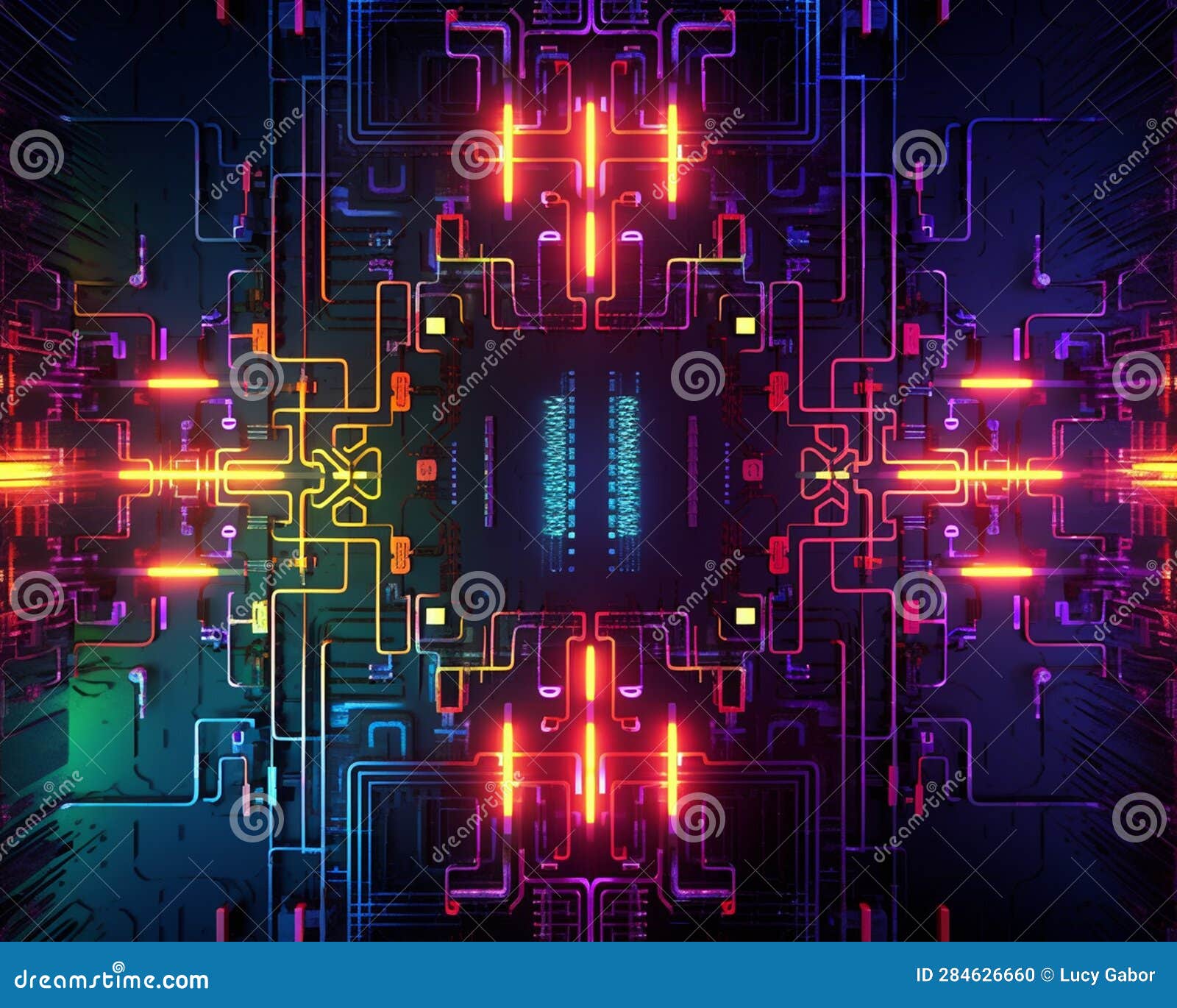 Colorful Wall Circuit Texture Image. 3D Effect Stock Illustration ...