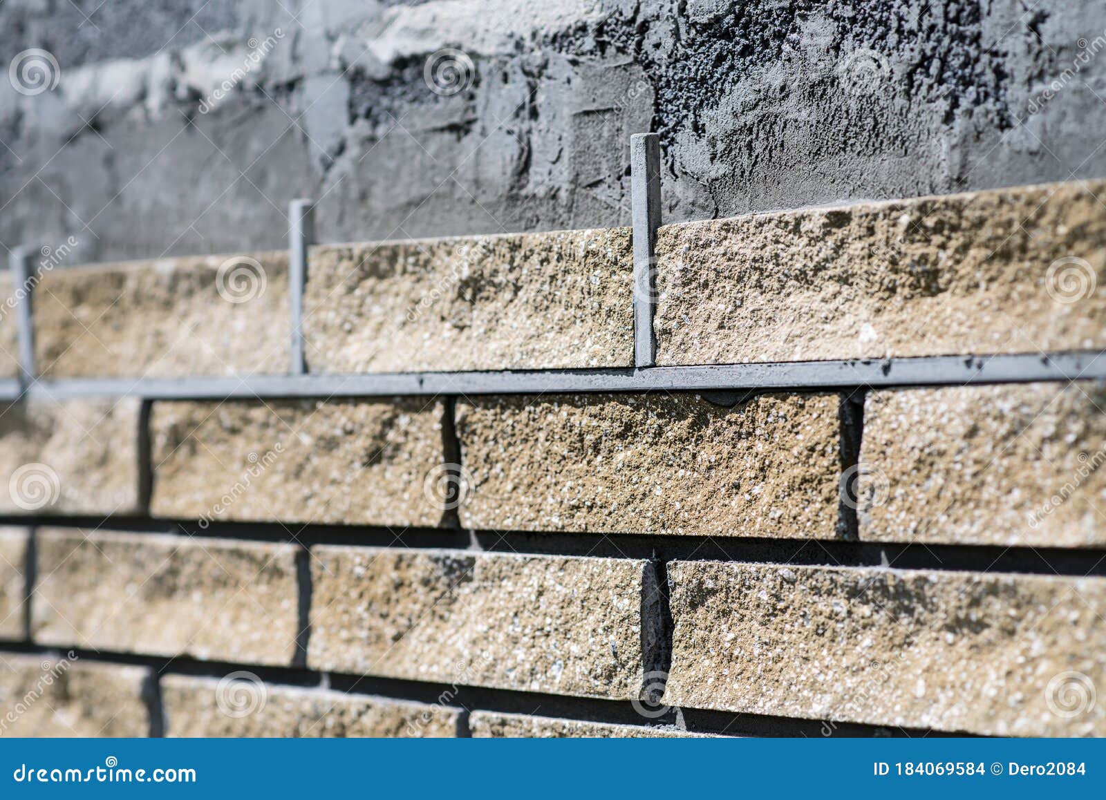 Wall Cladding, Angle View, Process Close Up. Decorative Bricks with ...