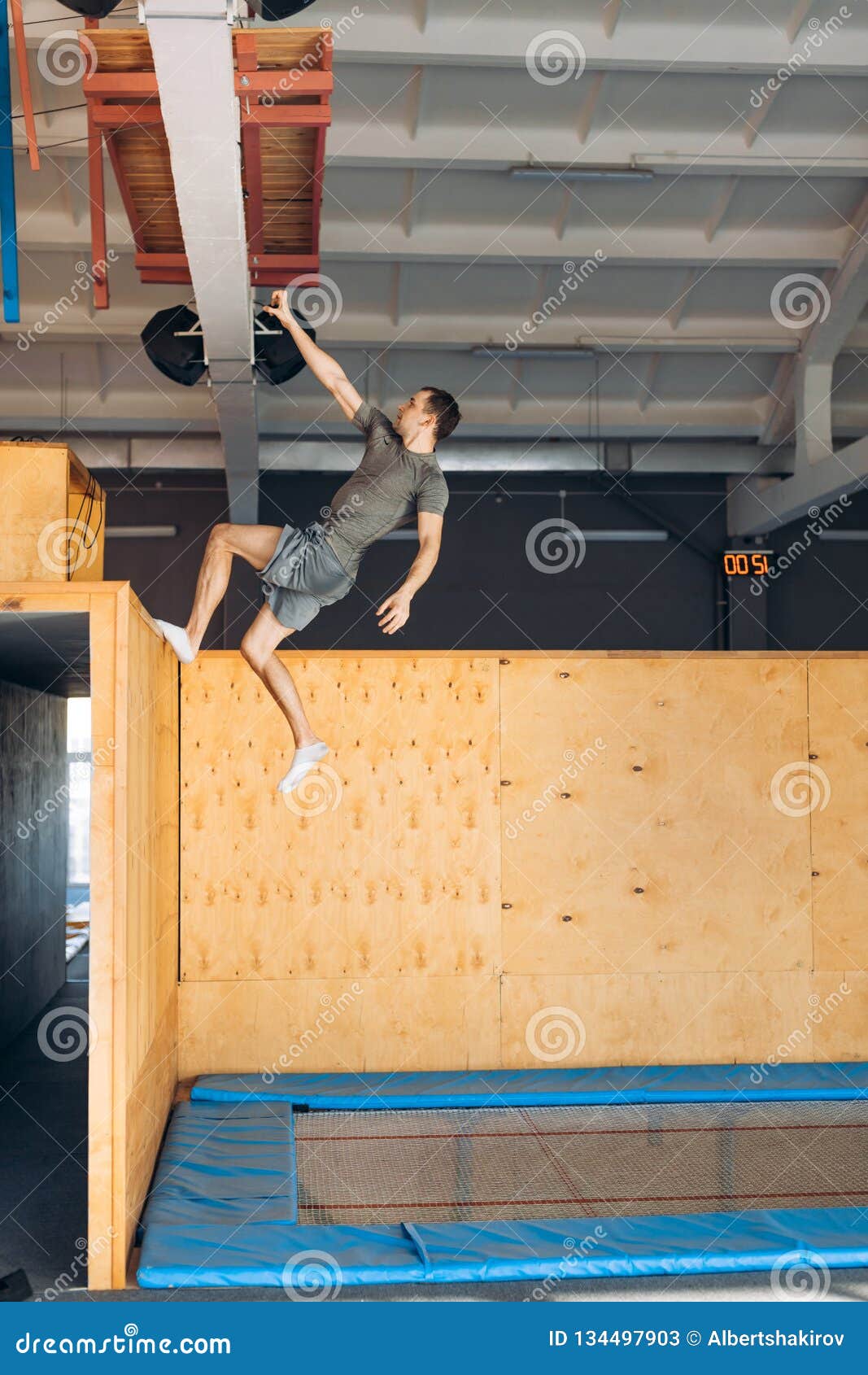 Wall Climbing Activity. Acrobatic Movement Stock Image - Image of core ...