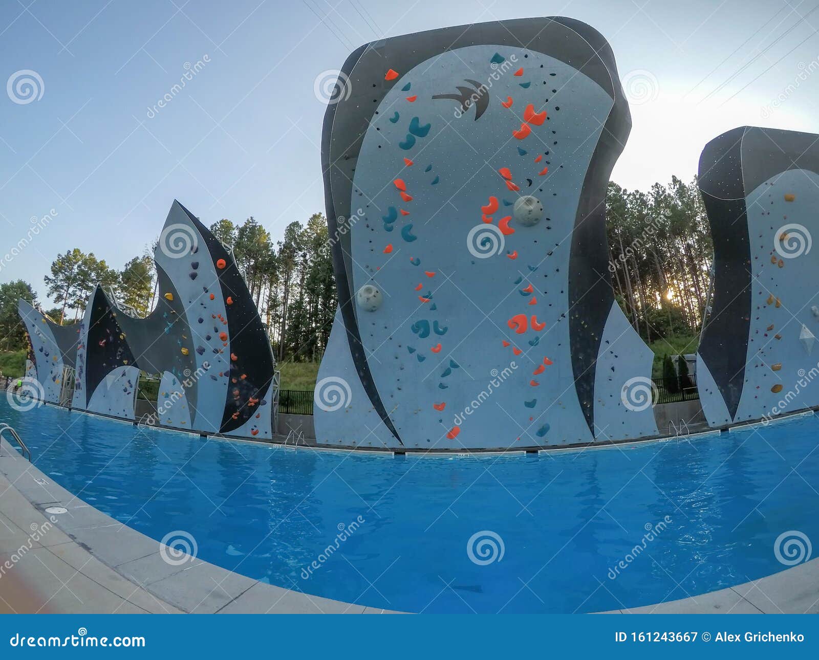 Wall Climbing Over Deep Pool at National Center in Charlotte Stock ...