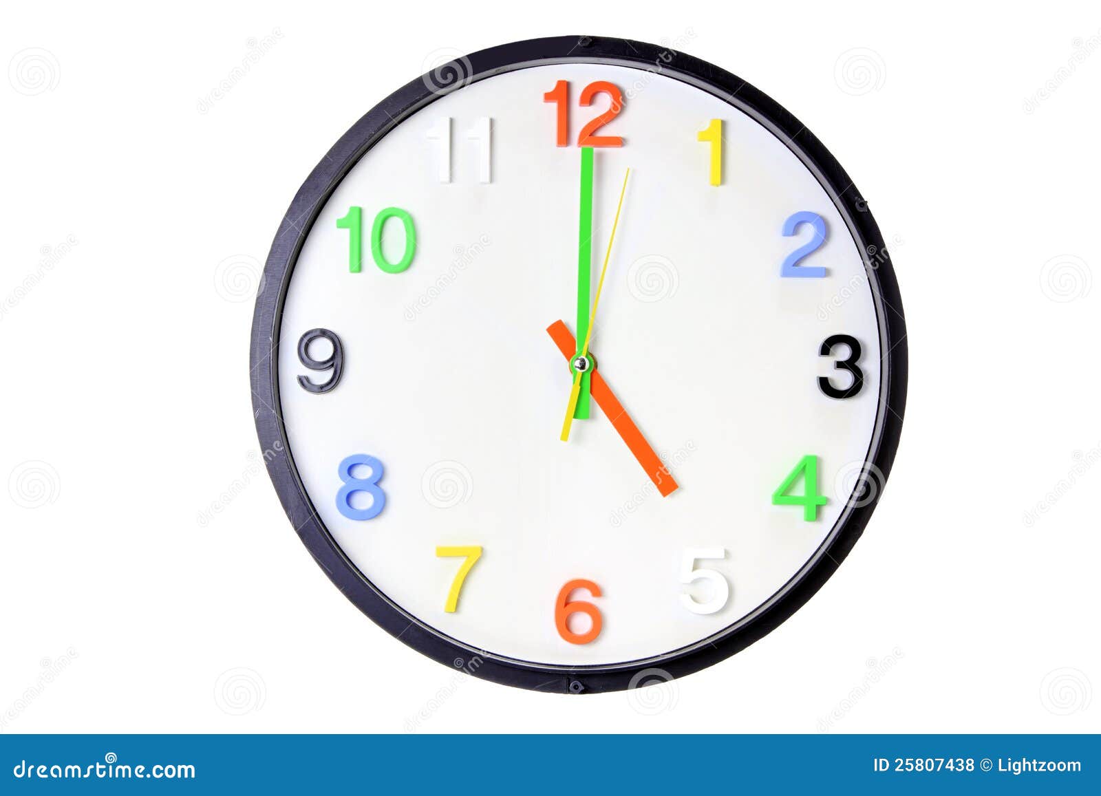 Wall Clock Showing Seven O`clock On Black Chalkboard Background. Office ...