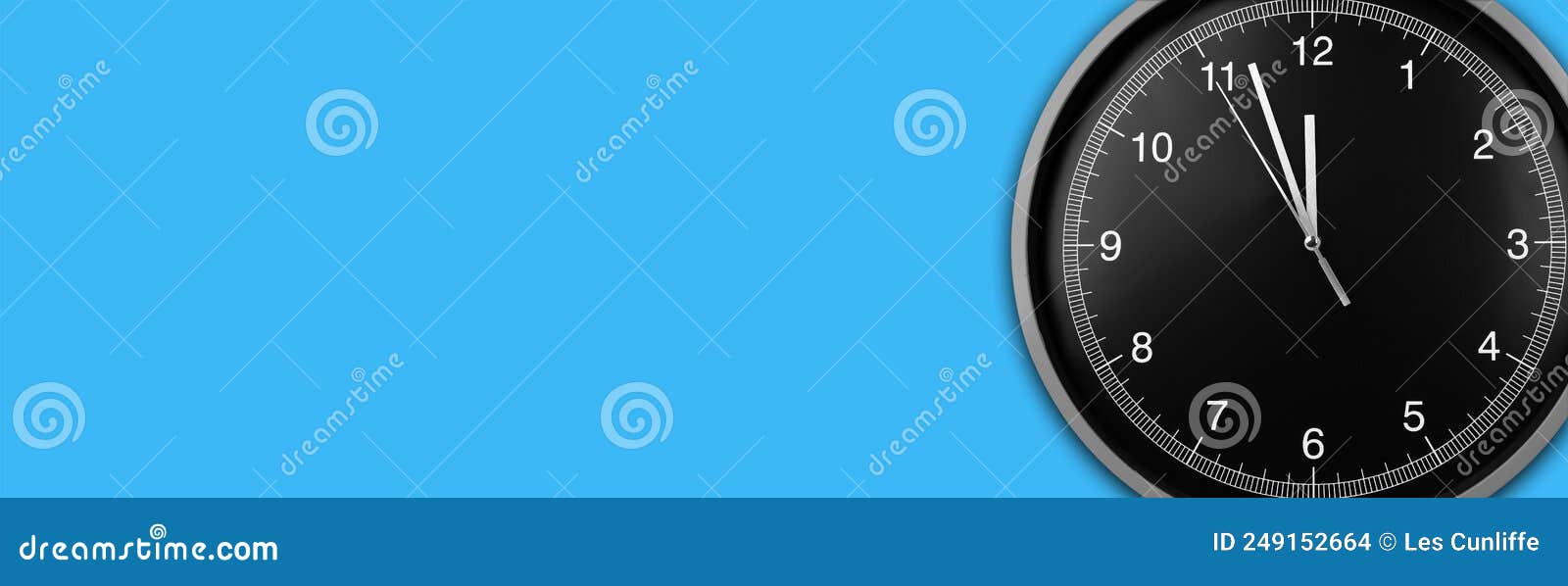 Wall clock on blue stock photo. Image of deadline, reminder - 249152664