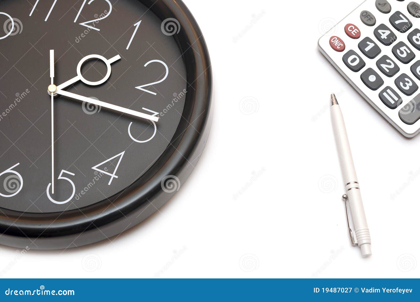 Wall clock and calculator stock image. Image of timing - 19487027