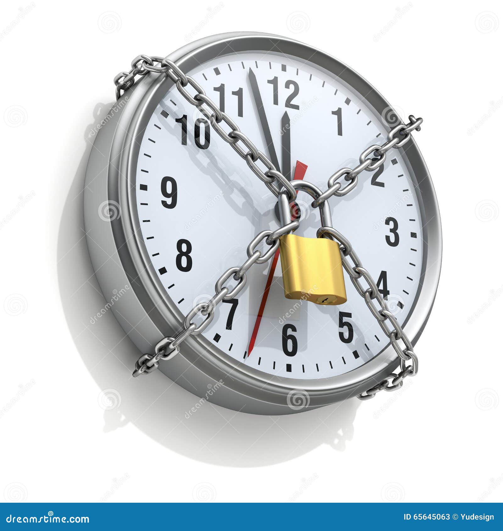 Wall Clock with Chain and Padlock Stock Illustration - Illustration of ...