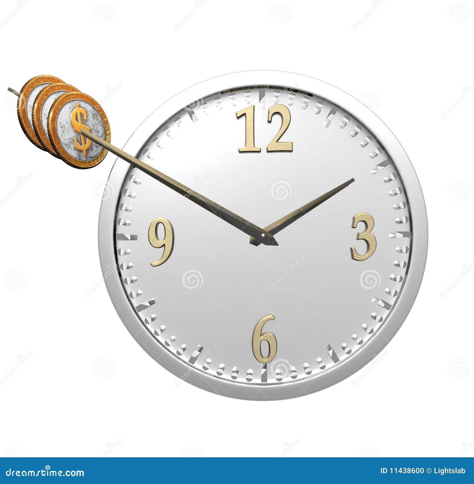Wall Clock with Coins Isolated on White Stock Illustration ...