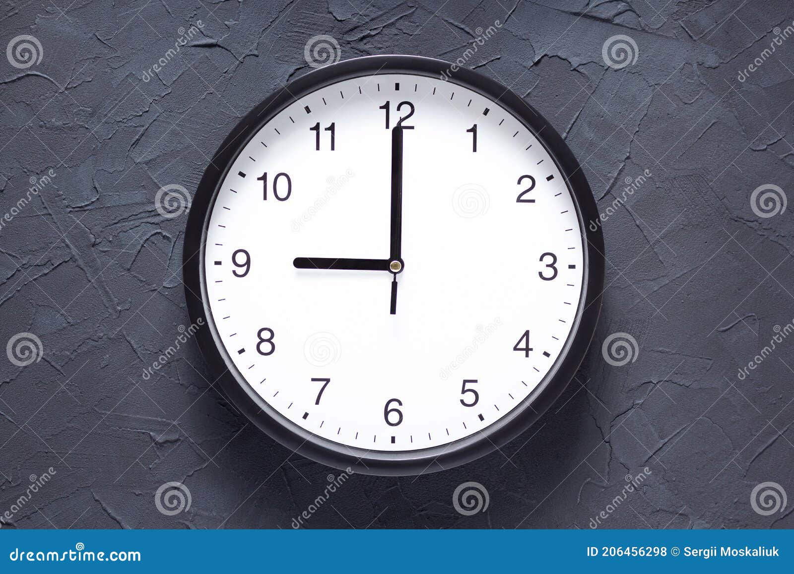 Wall Clock at Dark Grey Painted Background Stock Photo - Image of retro ...