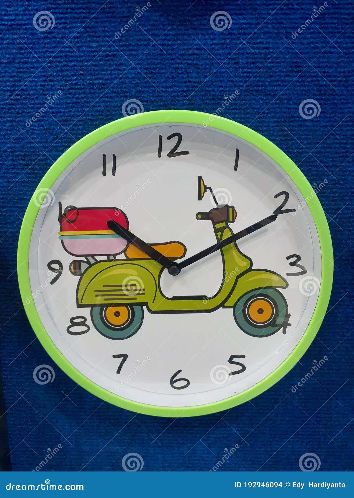 Cartoon Scooter Style Wall Clock Stock Photo - Image of blue, scooter ...