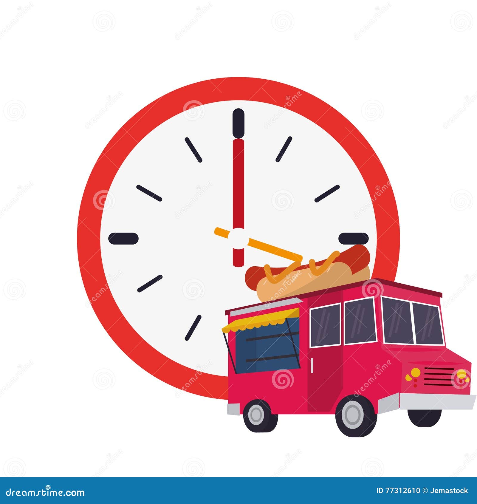 Wall Clock and Fast Food Truck Icon Stock Vector - Illustration of ...