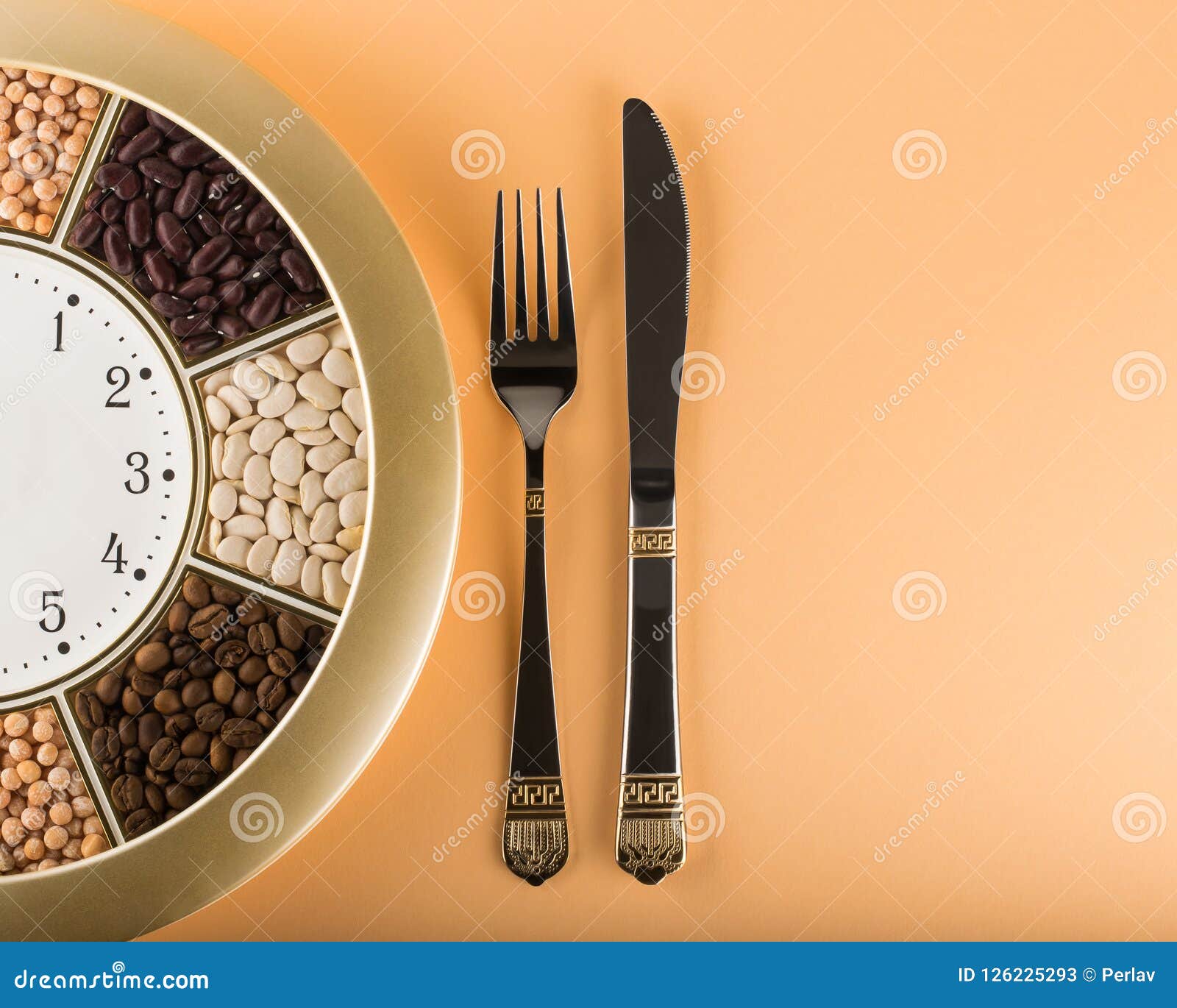 Wall Clock, Fork and Knife. Time for Dinner! Stock Image - Image of ...