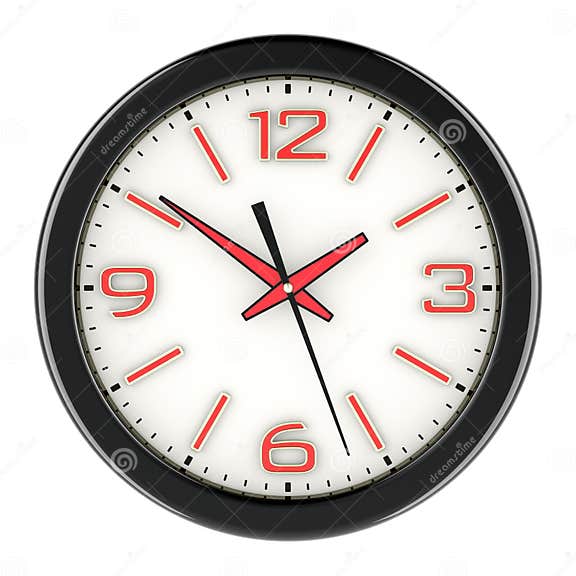 Wall Clock, Front View. 3D Rendering Stock Illustration - Illustration ...