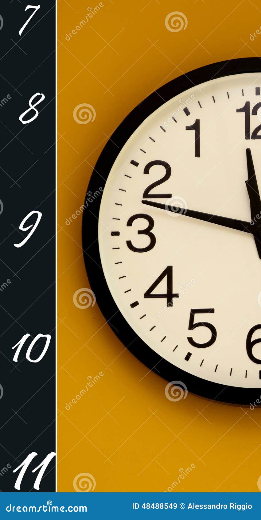 Wall Clock. only a Half with the Order of the Numbers Inverted Stock ...