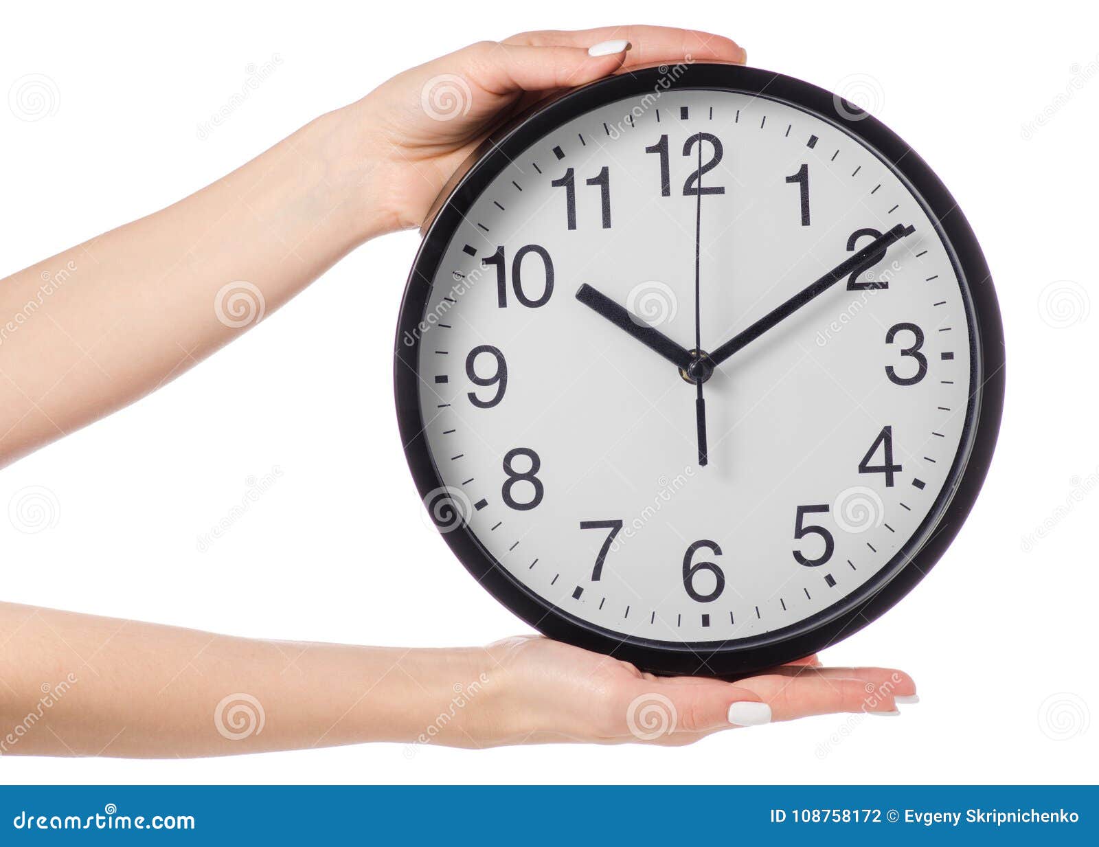 Wall clock in hand stock photo. Image of decoration - 108758172