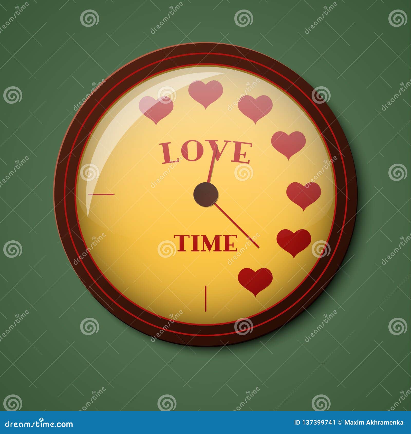 Clock with a Reminder of the Time of Love. Vector Illustration. Stock ...