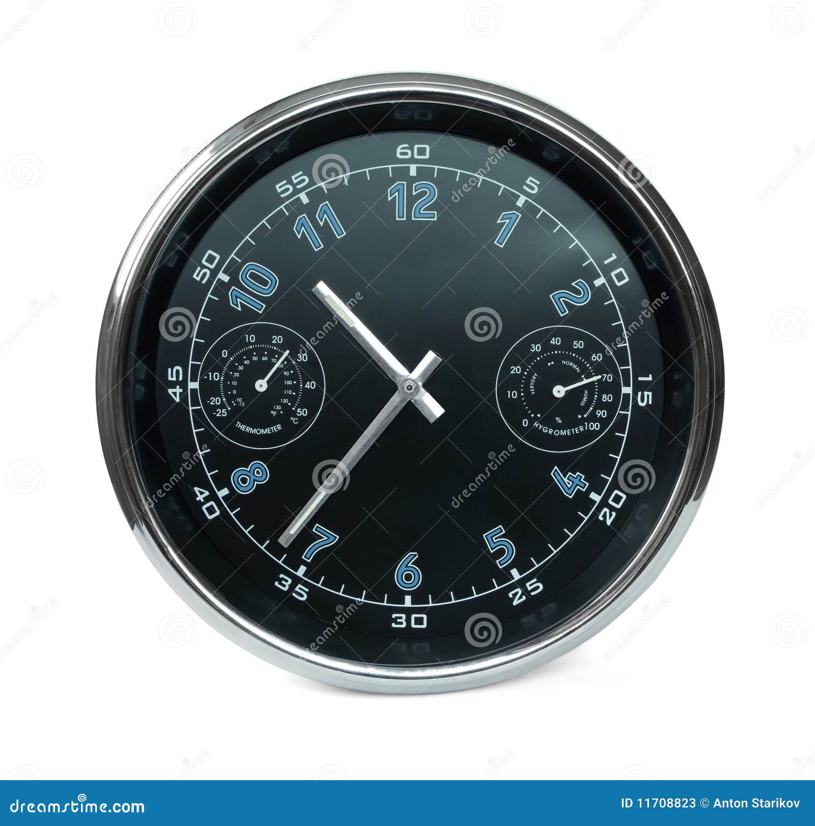 Wall Clock with Hydrometer and Thermometer Stock Image - Image of ...
