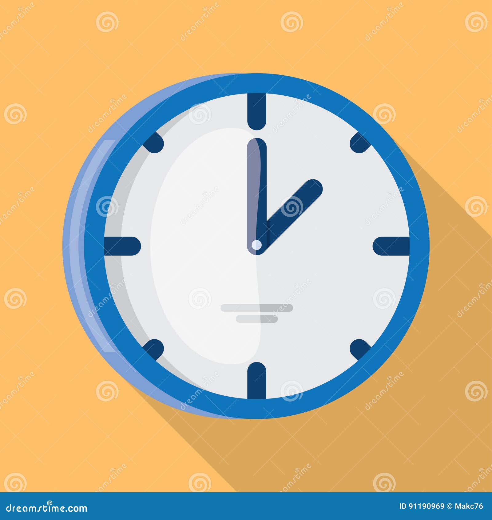 Wall Clock Icon Flat Design Stock Vector - Illustration of icon, face ...